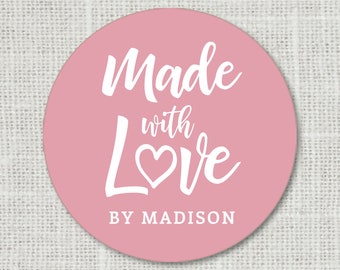 Custom Made With Love Stickers Handmade With Love Custom | Etsy