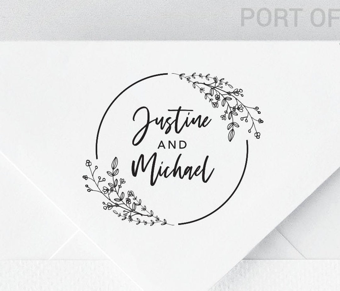 Floral Wedding Stamp, Envelope Stamp, Wooden or Self-inking, Modern ...