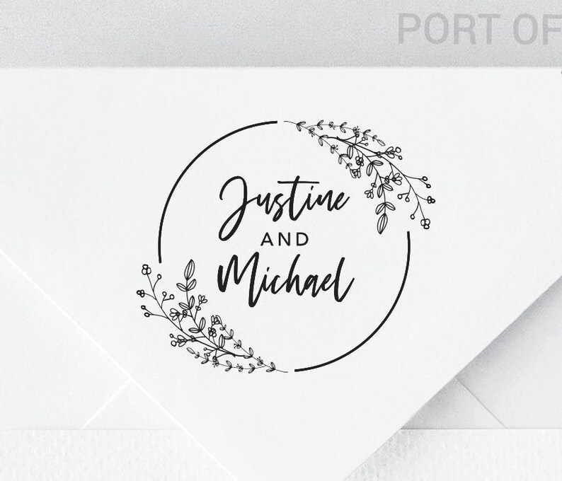 Floral Wedding Stamp Envelope Stamp Wooden or Self-inking - Etsy