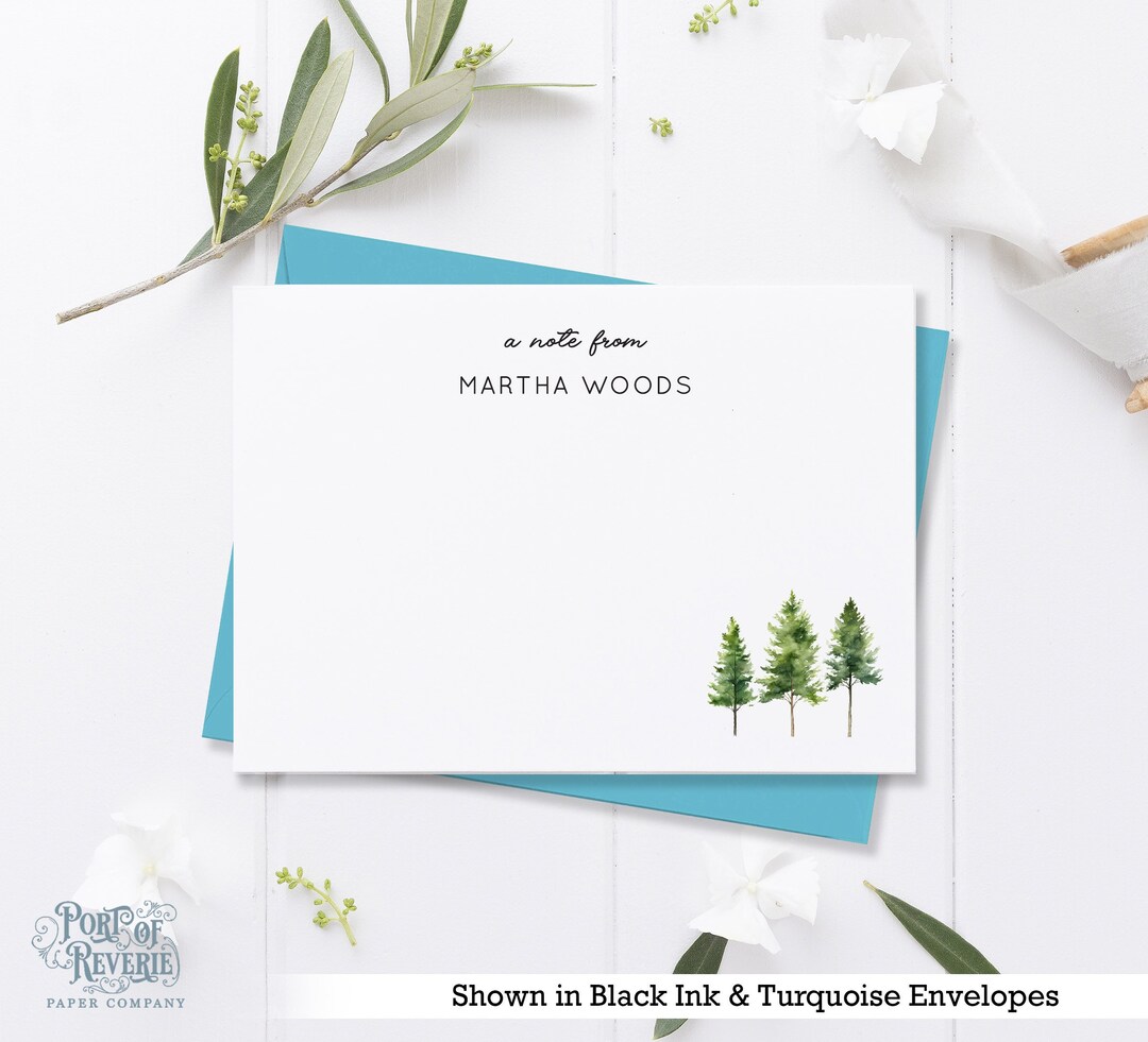 Forest Trees Stationery Set, Custom Woodland Stationery, Personalized ...