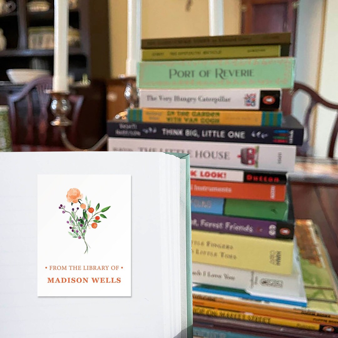 Custom Bookplate Stickers, From the Library of Stickers, Personalized ...