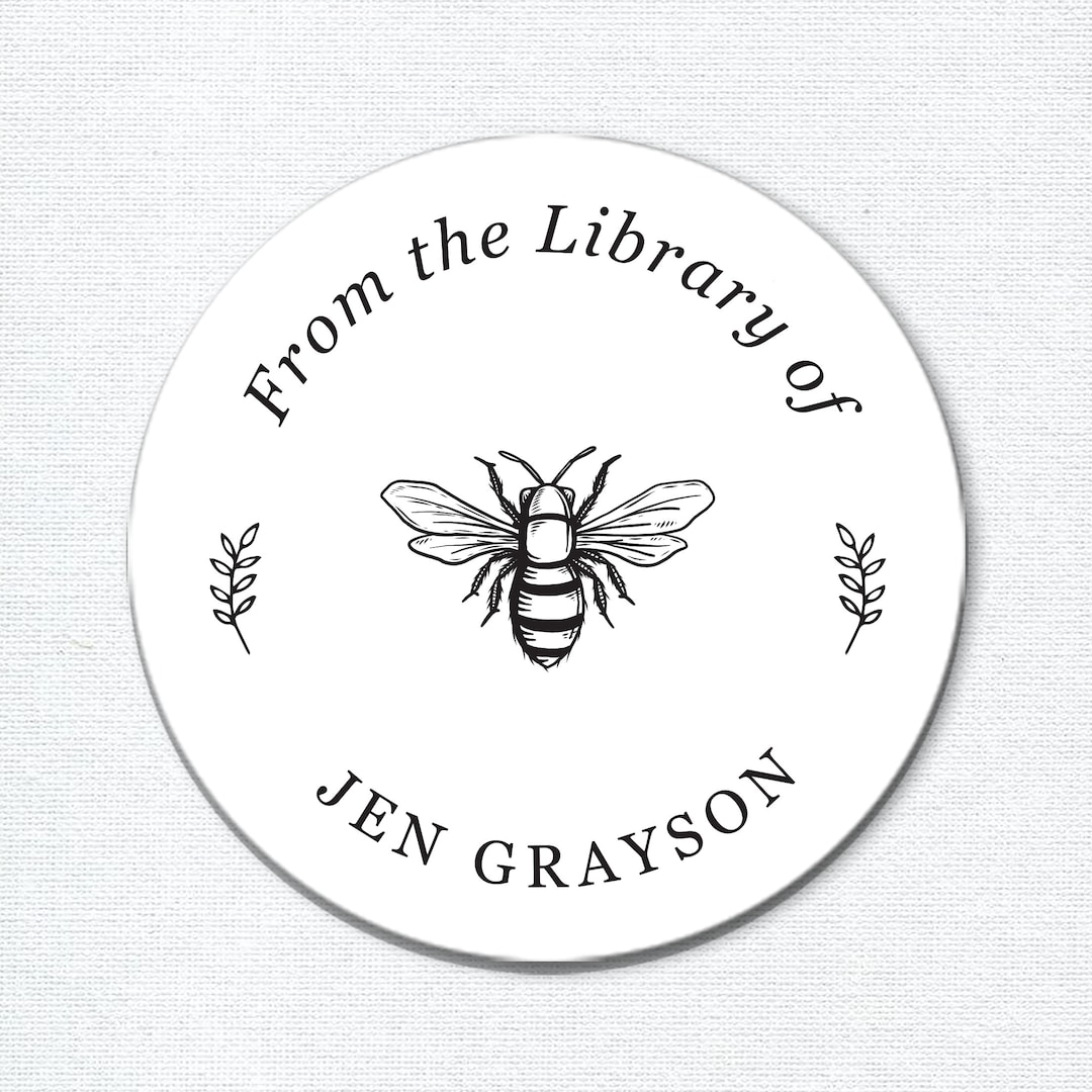 Custom Book Labels With Bee, Personalized Bookplate Stickers, From the ...
