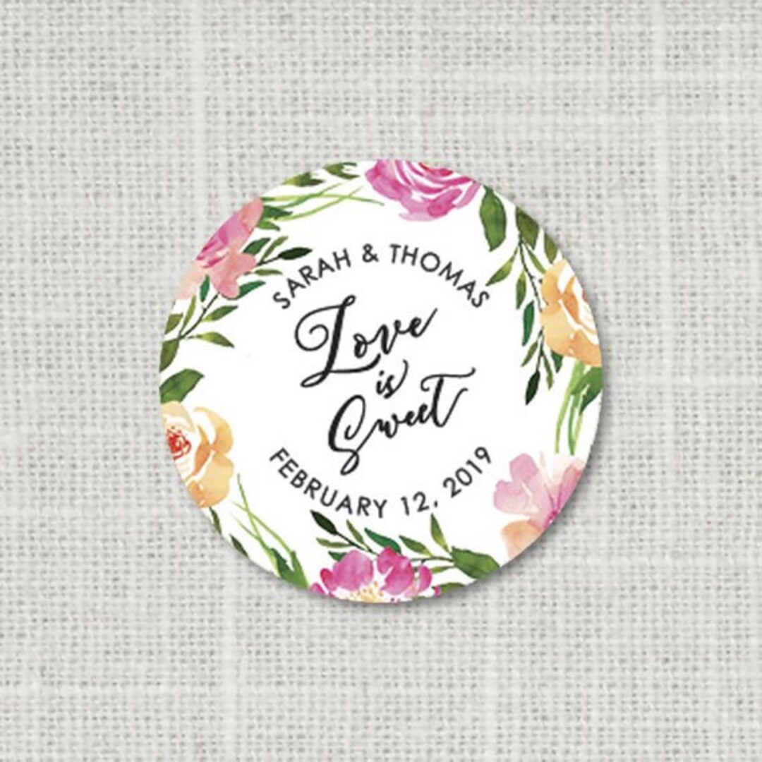 Love is Sweet Stickers, Floral Wedding Stickers, Wedding Favor Stickers ...