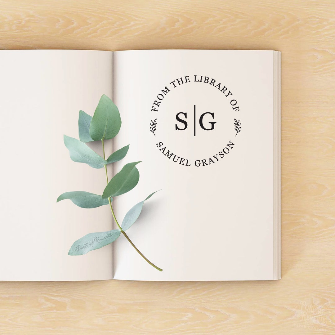 Monogram Book Stamp, From the Library of Stamp, Personalized Bookplate ...