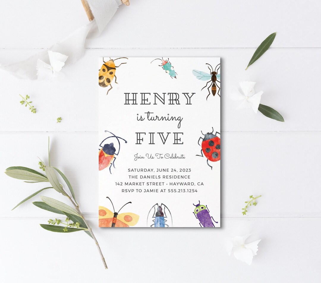 Bug Birthday Party Invitation Template, Insect Birthday Party Editable ...