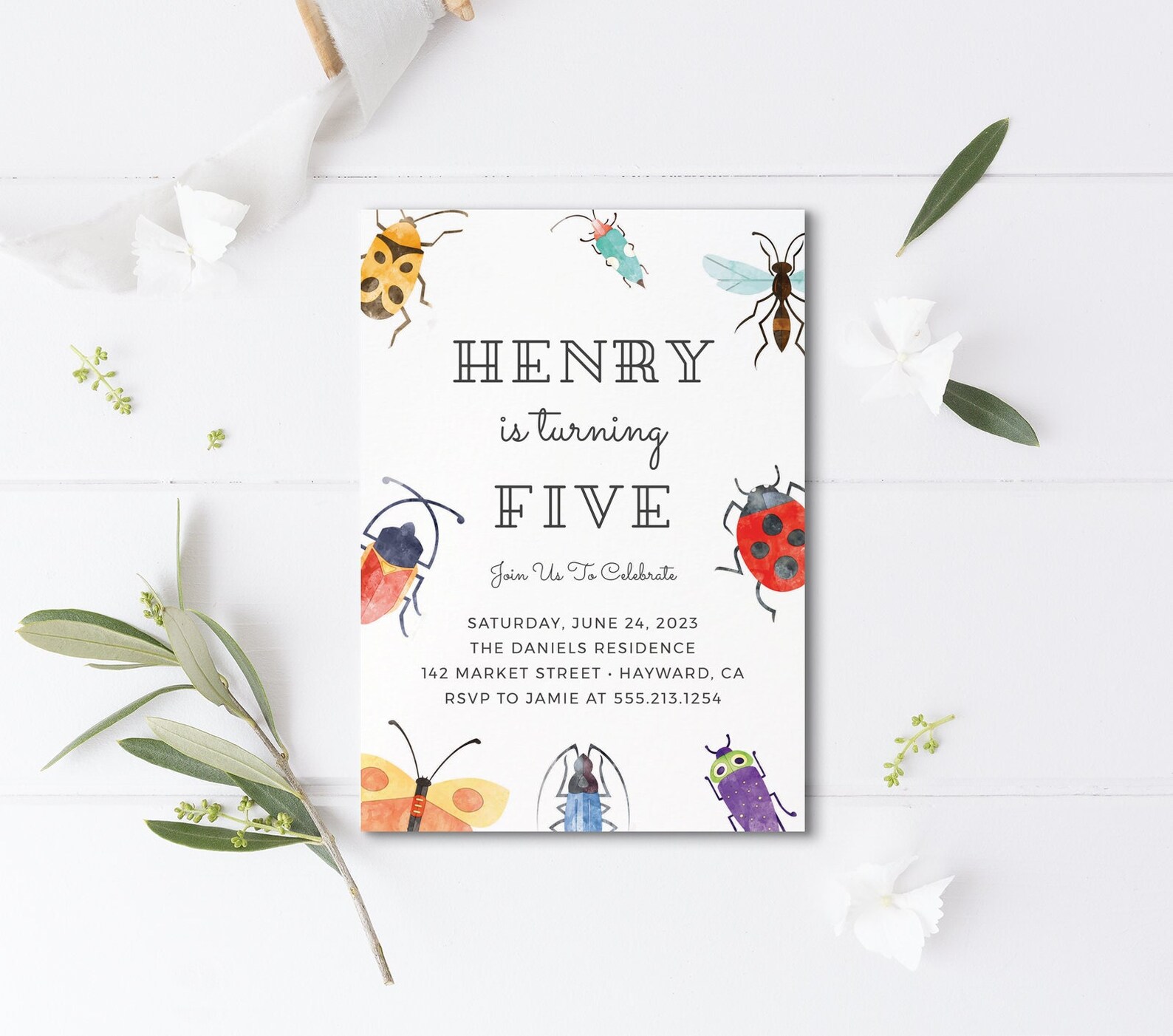 Bug Birthday Party Invitation Template, Insect Birthday Party Editable ...