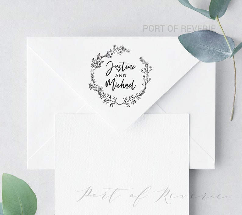 Custom Wedding Stamp With Calligraphy, Couple Name Stamp for Envelopes ...