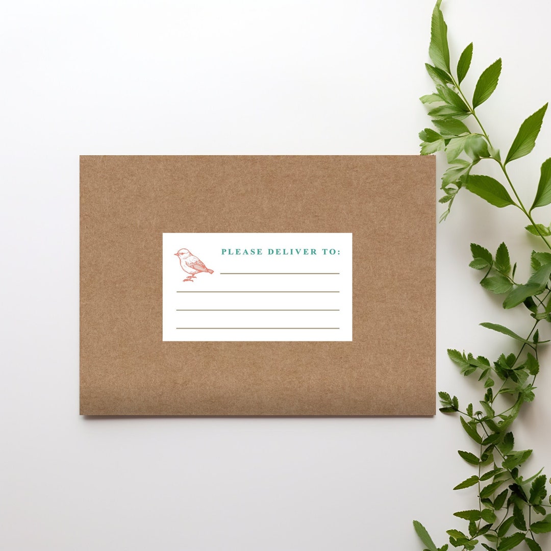 Set of 16 Mailing Labels, Please Deliver to Stickers With Little Bird ...