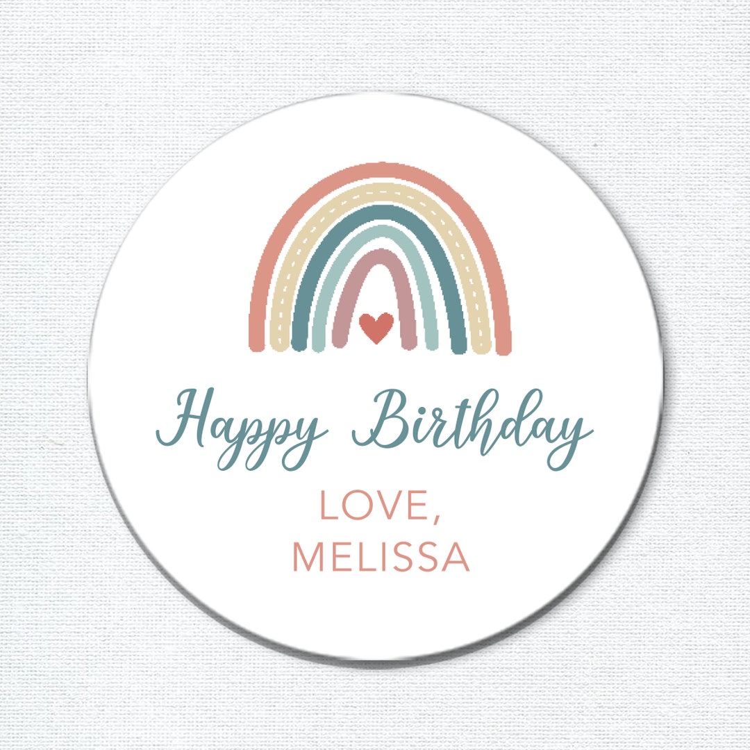 Rainbow Happy Birthday Stickers for Favors, Girls Birthday Gift ...