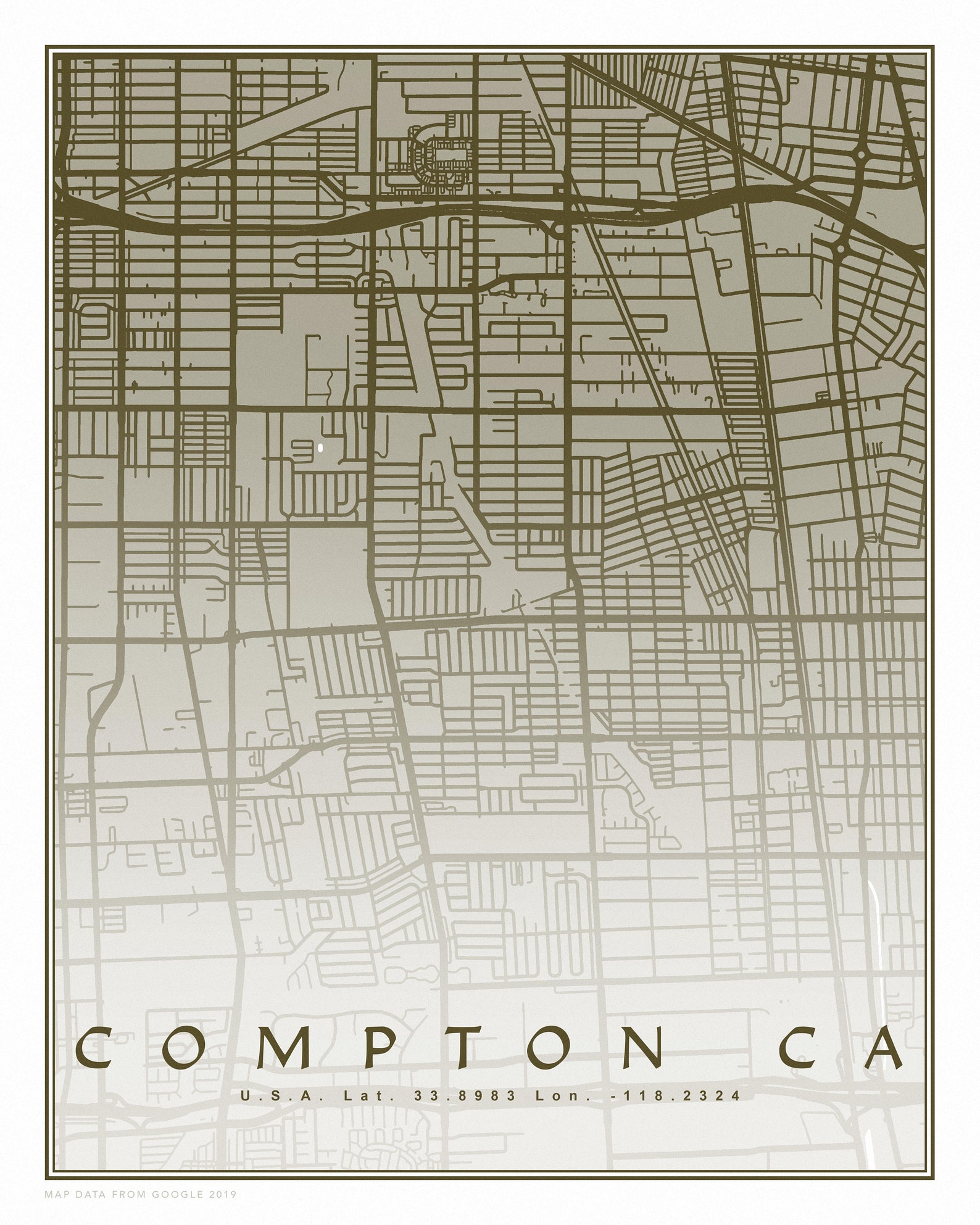 Compton Ca. | Get This Beautiful Map of the City of Campton California ...