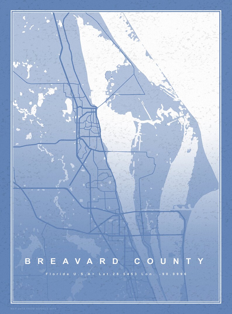 Brevard County Map Decorate Your Home With This Beautiful - Etsy