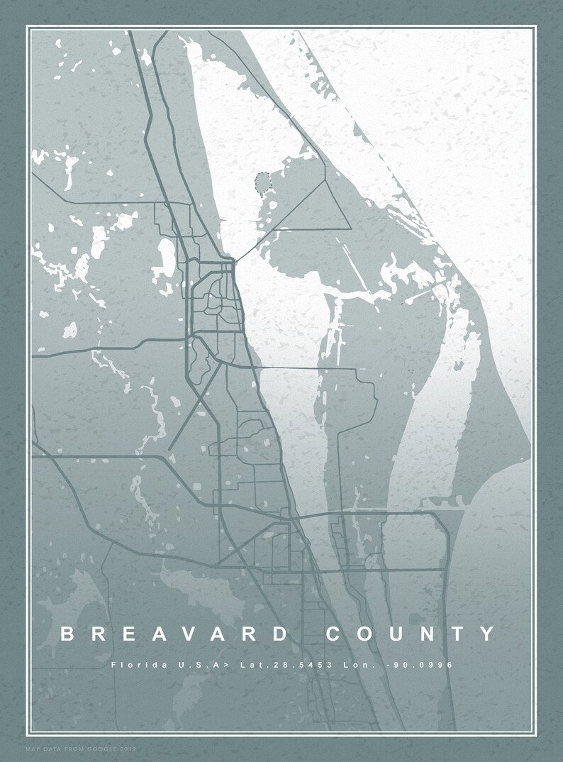 Brevard County Map Decorate Your Home With This Beautiful - Etsy