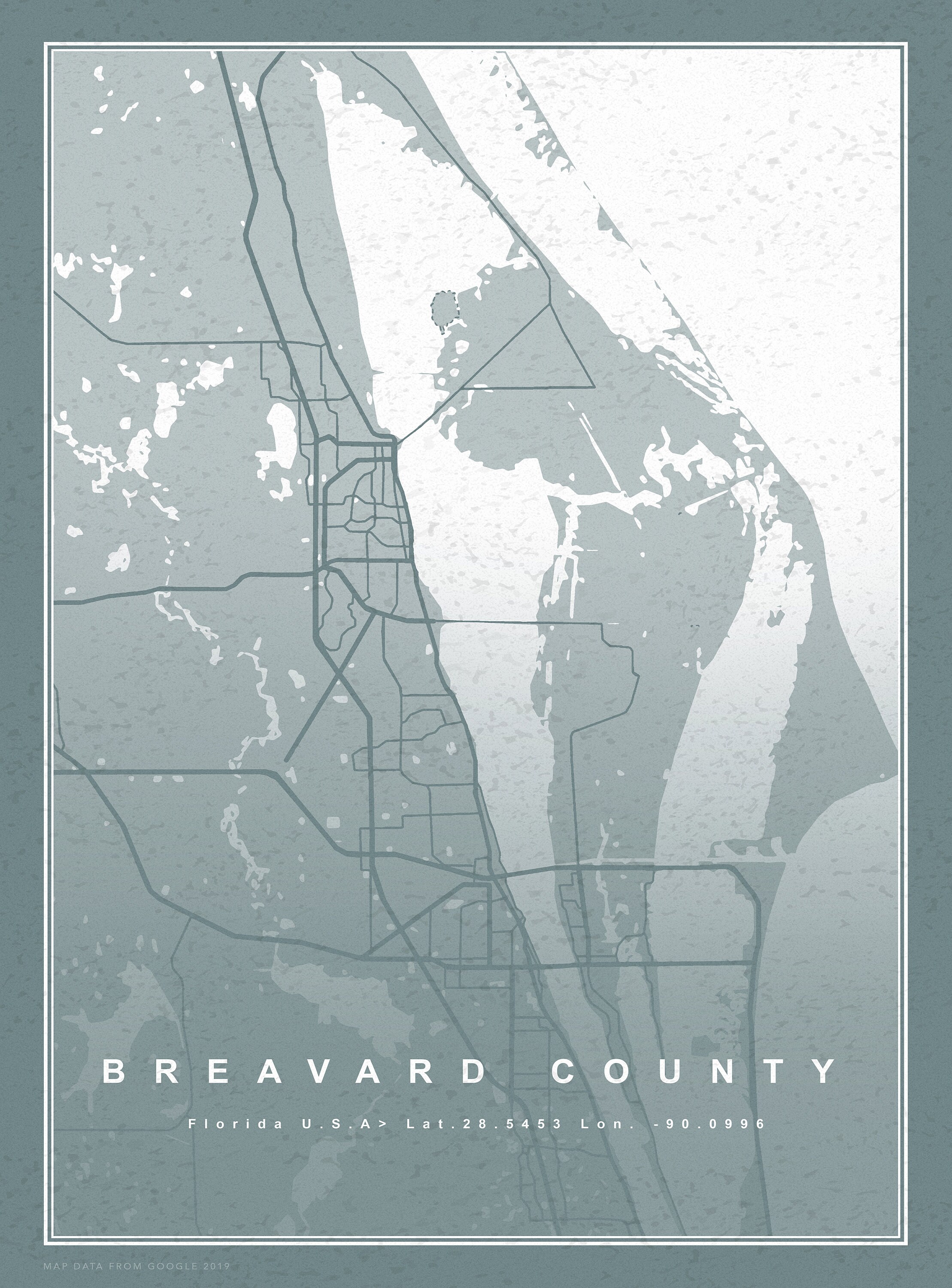Brevard County Map Decorate Your Home With This Beautiful Wall Art ...