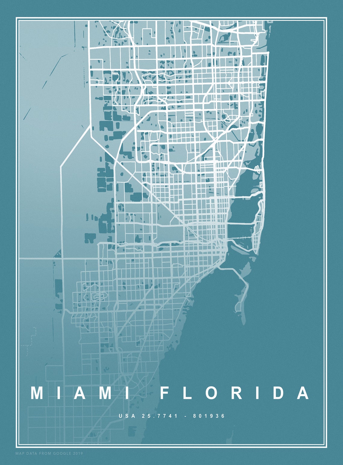 Miami Area Map A Beautiful Area Map of Miami. I Will Make a Lovely Gift ...