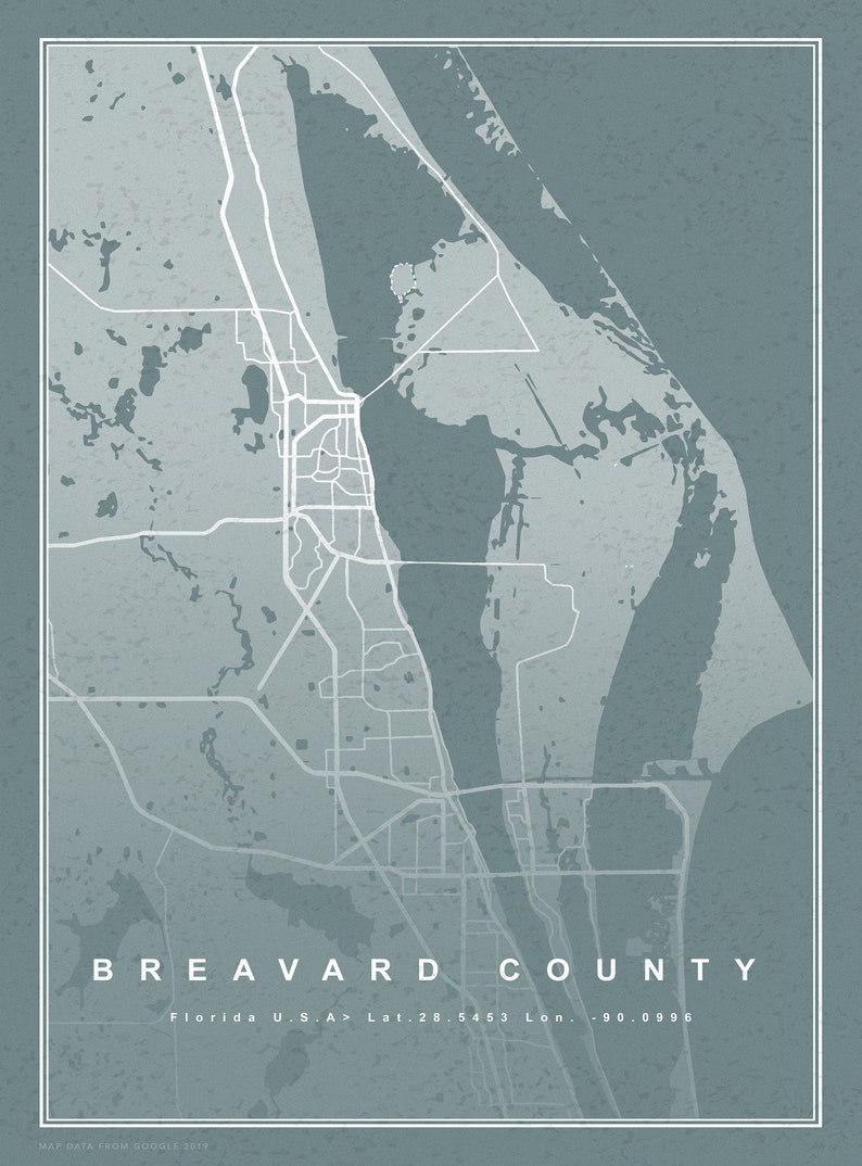 Brevard County Map Decorate Your Home With This Beautiful - Etsy