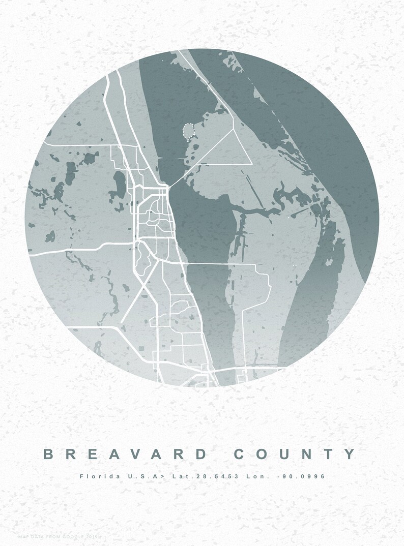 Brevard County Map Decorate Your Home With This Beautiful - Etsy
