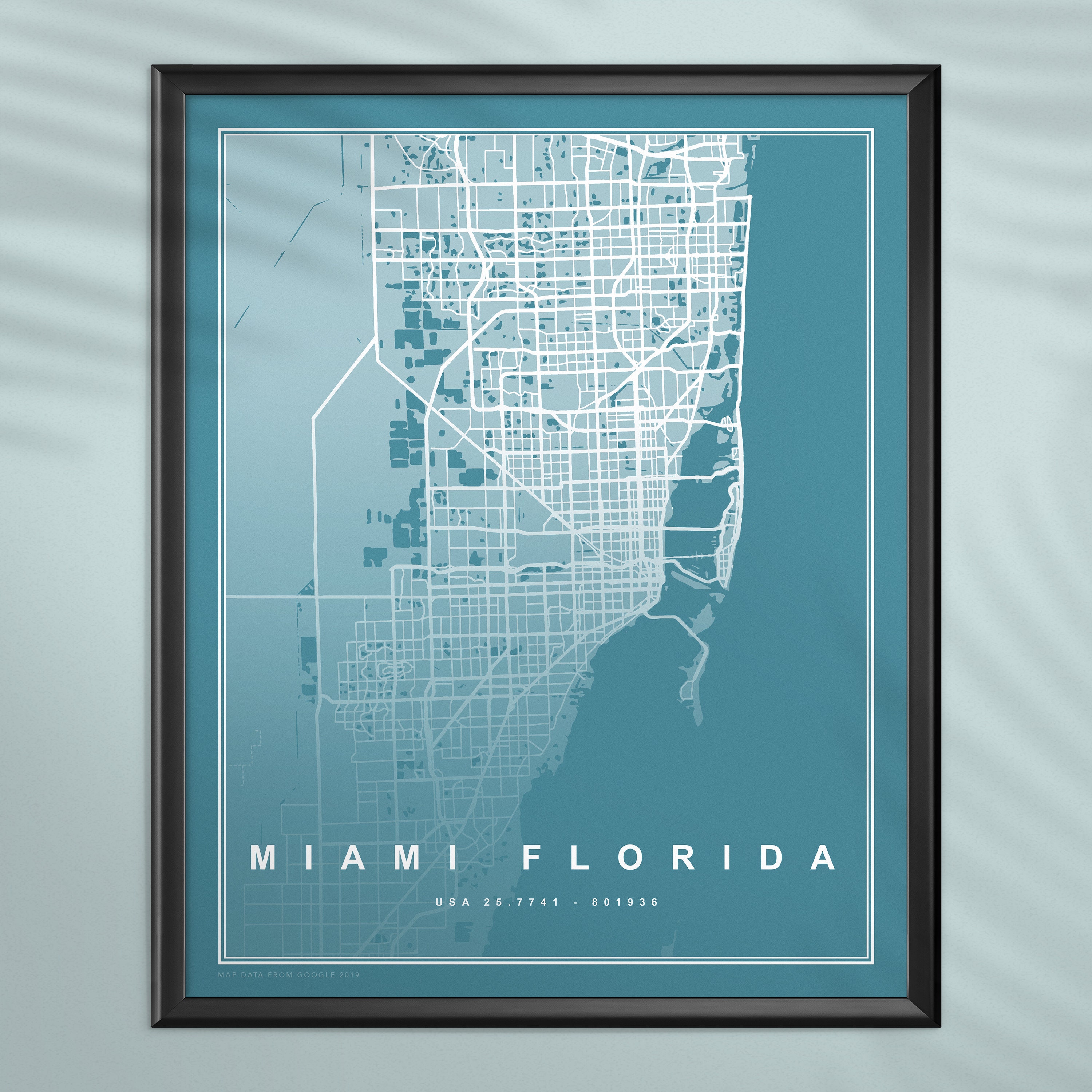 Miami Area Map A Beautiful Area Map of Miami. I Will Make a Lovely Gift ...