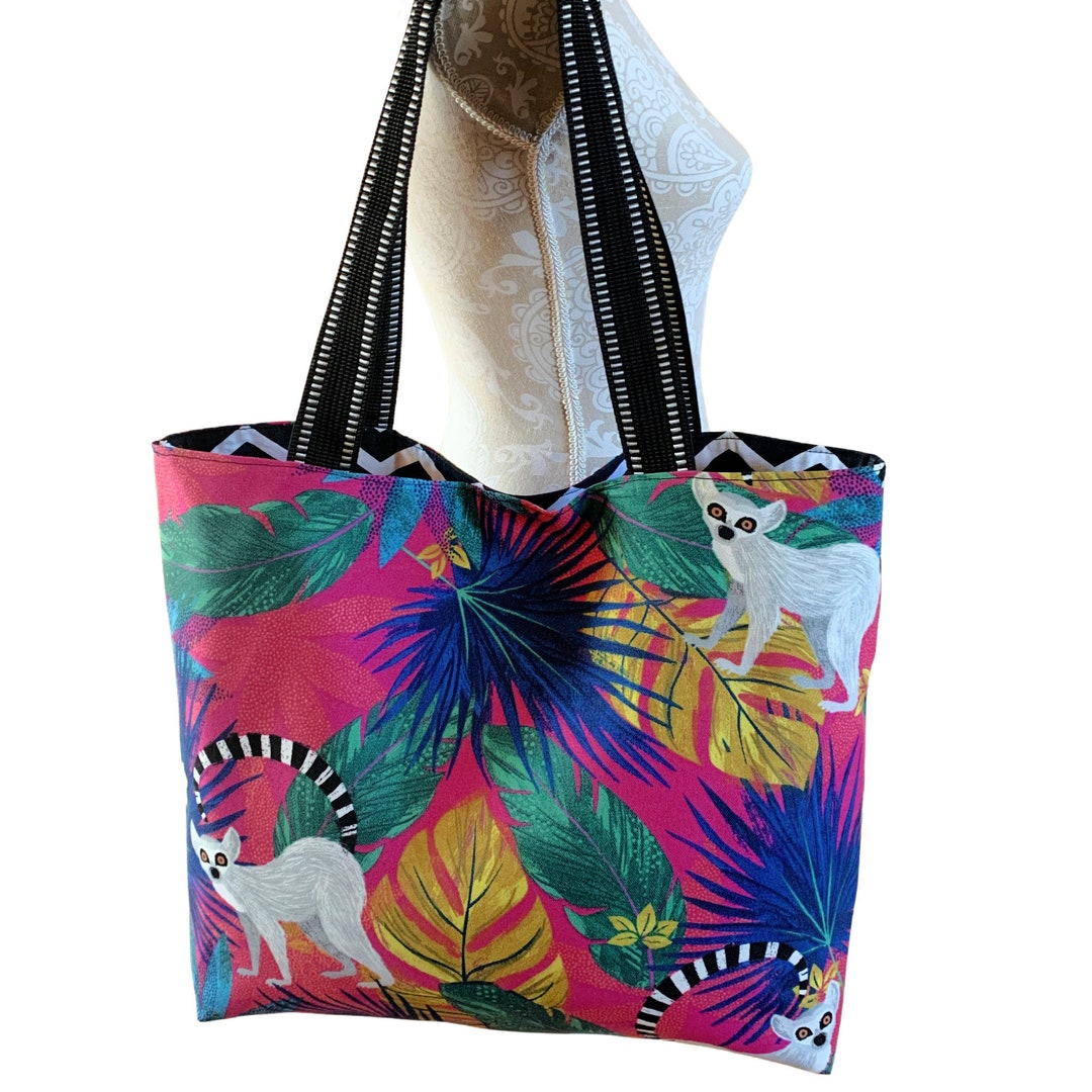 Womens Large Handmade Tote Bag, Tropical Floral Print Travel Tote ...