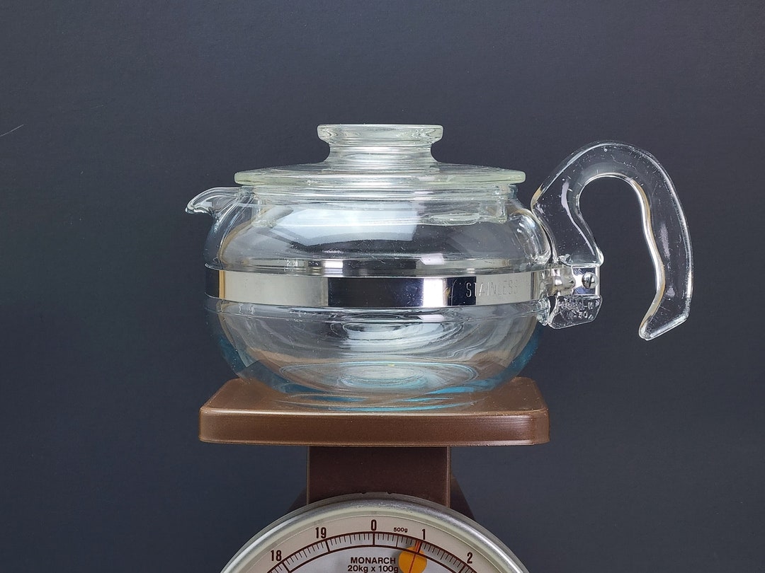 Pyrex Glass Flameware Teapot Pyrex 6 Cup Glass Teapot Vintage Rangetop ...