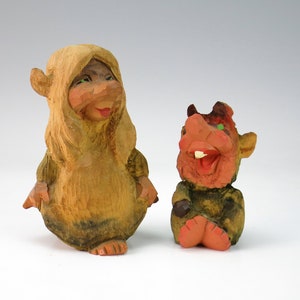Pair of Henning Engelsen Style Hand Carved Wooden Trolls - Norway ...