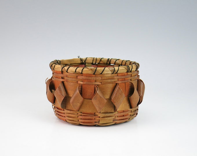 First Nations Curly Ash Woven Basket Trinket Box - Ash Splint Basket ...