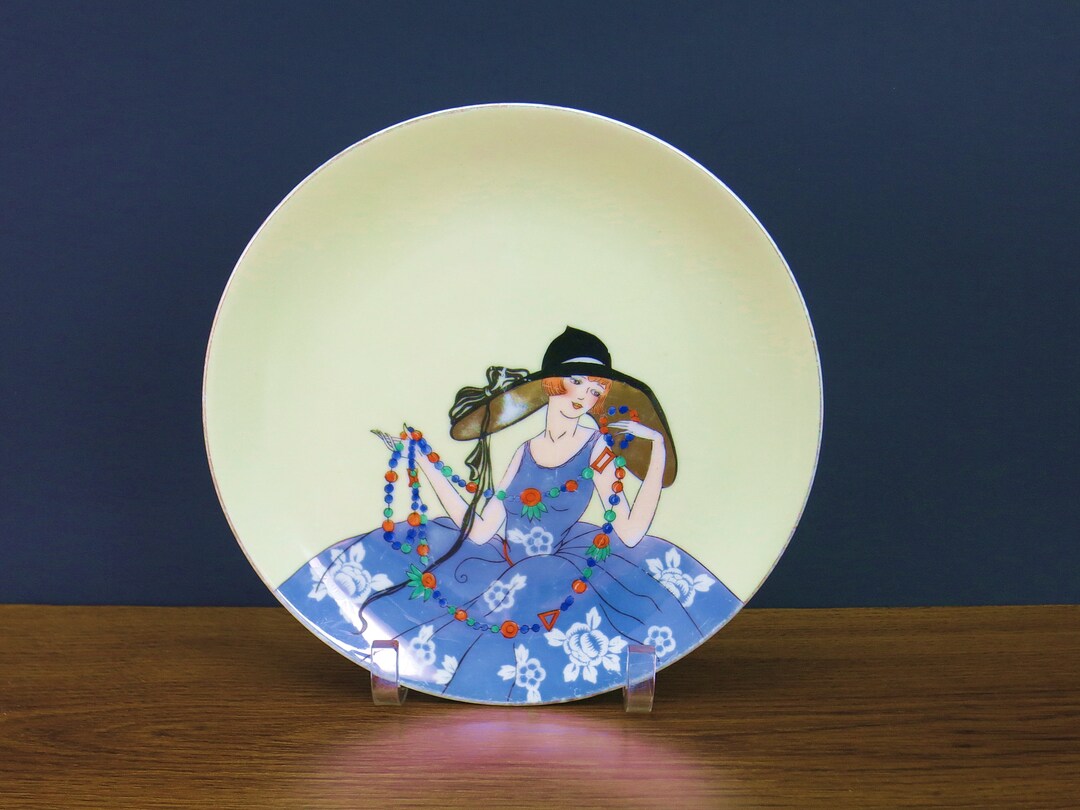 Noritake Art Deco Lady Plate Flapper Girl Woman in Large Hat and ...