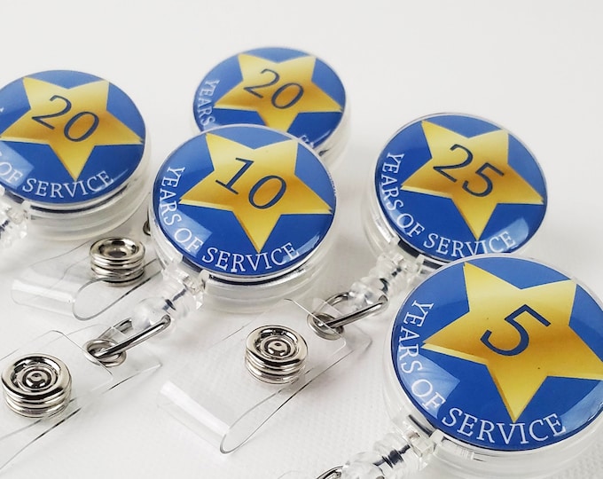 Years of Service Pins, Years of Service Badges, Retractable Badge Reel ...