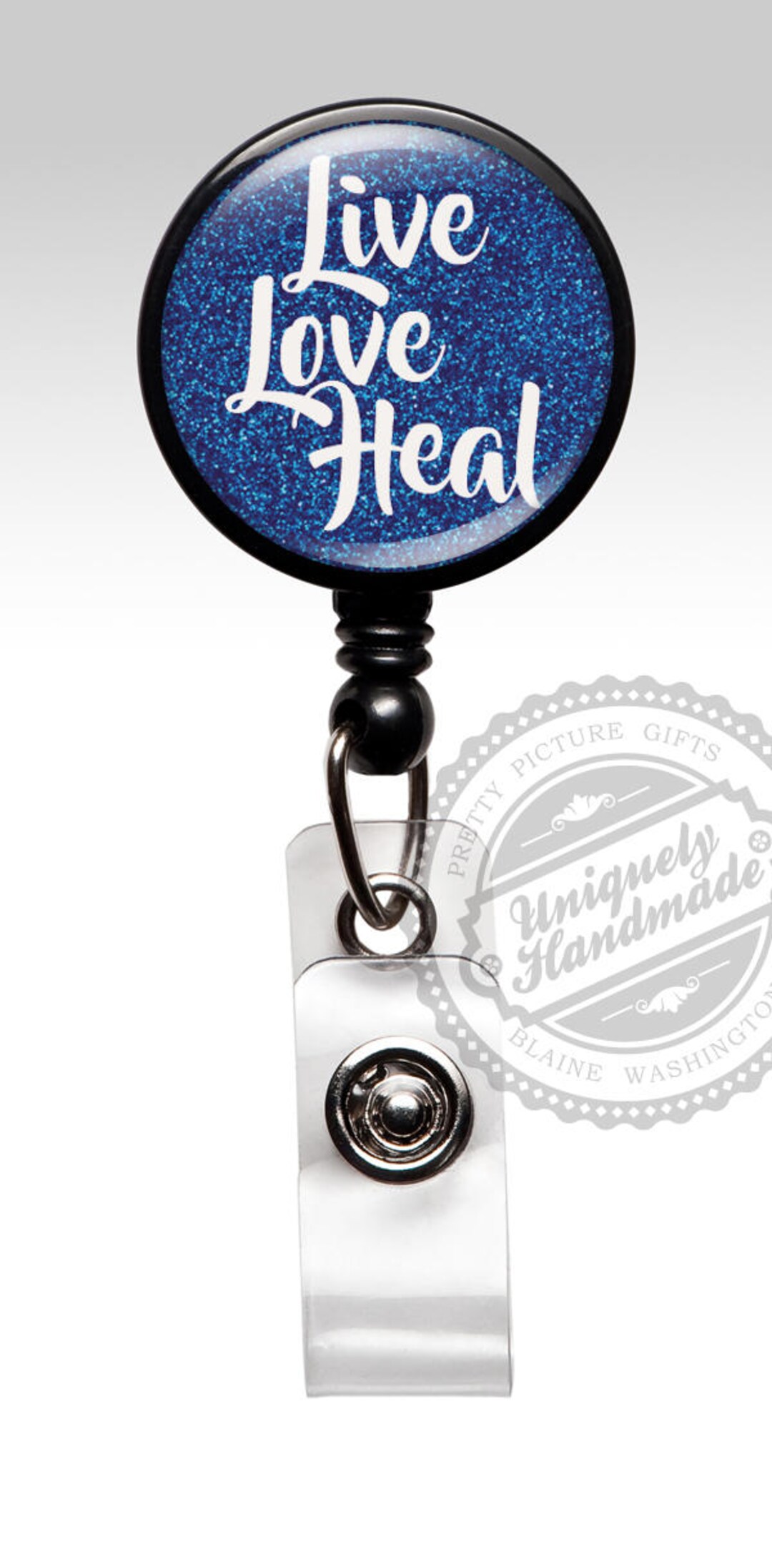 Badge Reel, Inspirational Words Live Love Heal Nurse Badge Holder ...