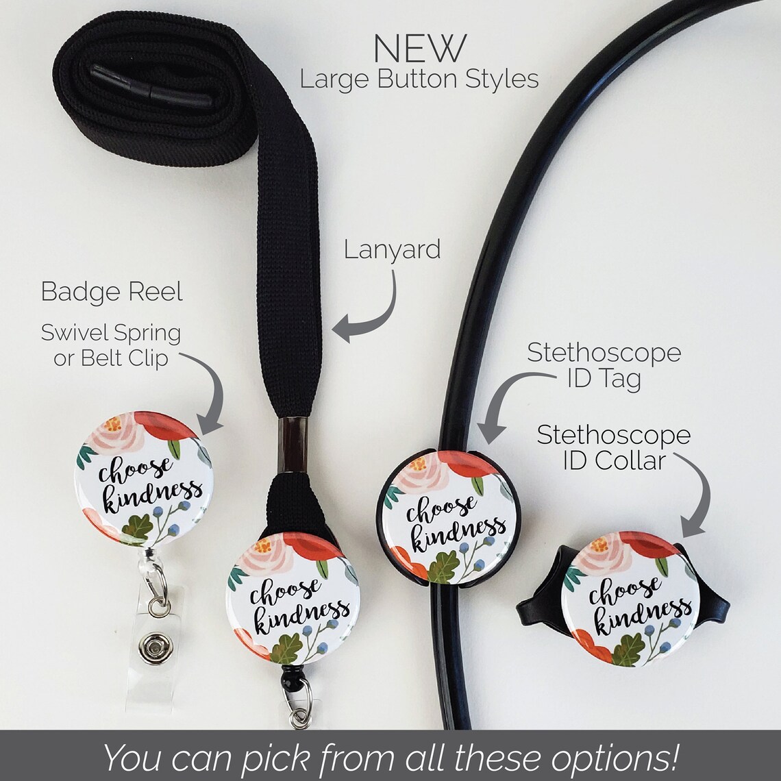 Personalized Badge Reel Spring Flowers Nurse Retractable | Etsy