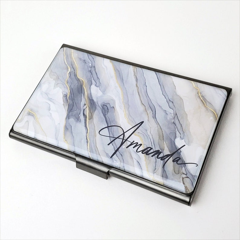 Custom Business Card Holder Marble Card Case Gift for Her - Etsy