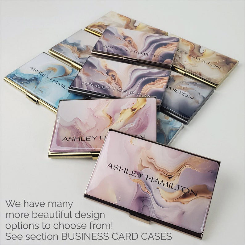 Personalized Business Card Case Gold Marble Card Holder - Etsy