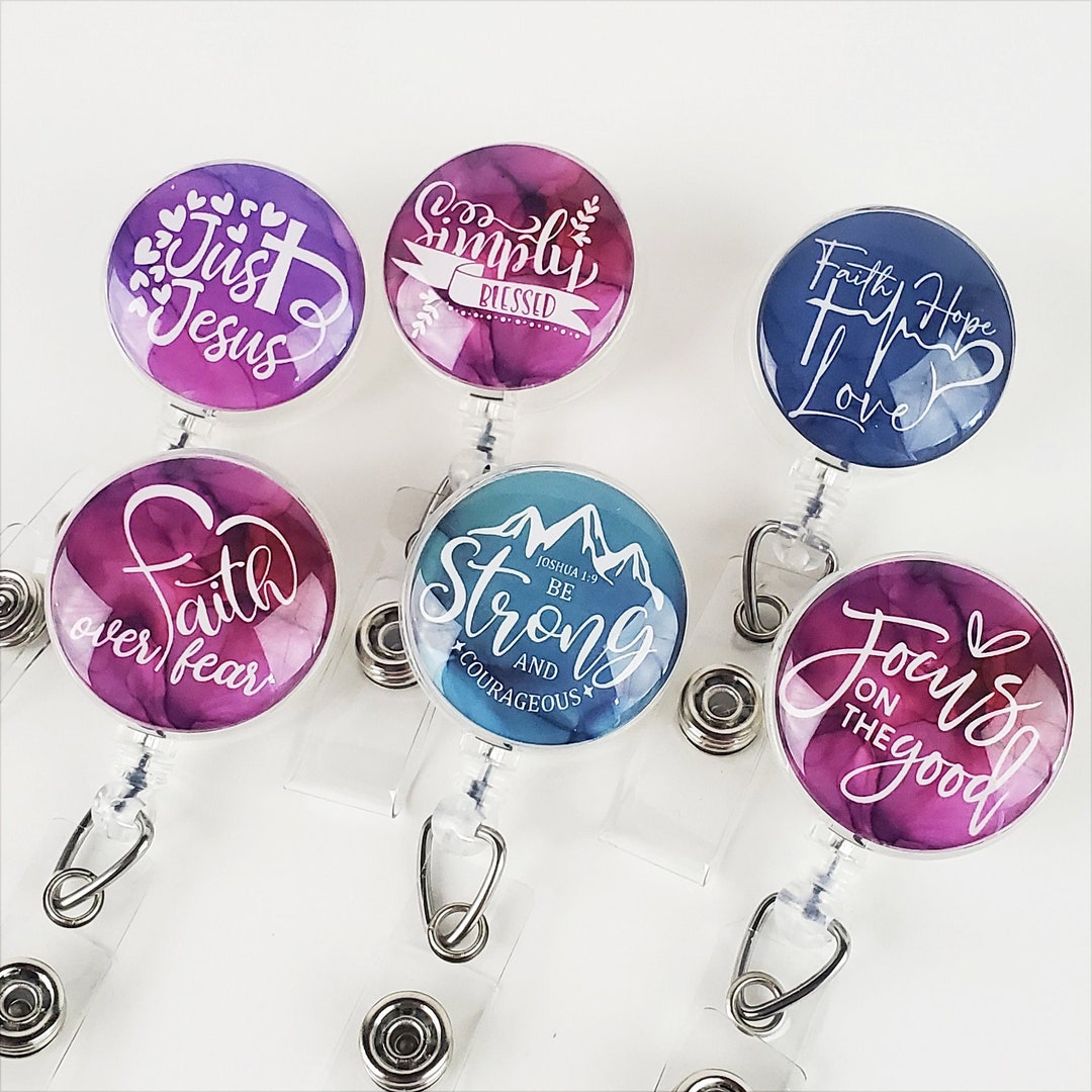 Badge Reel, Retractable Faith Badge Holder, Bible Verse, Christian Gift ...