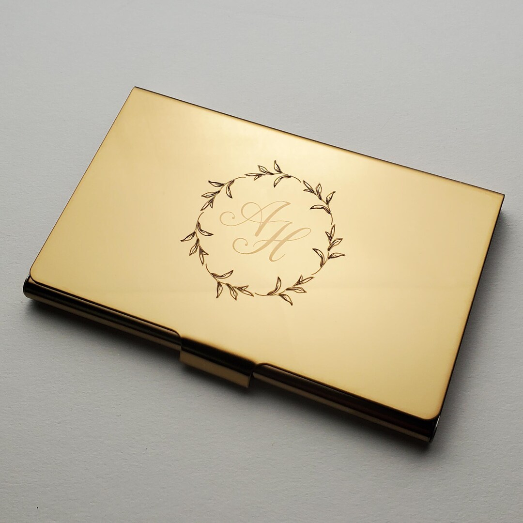 Personalized Gold Metal Card Case Wallet, Custom Business Card Holder ...