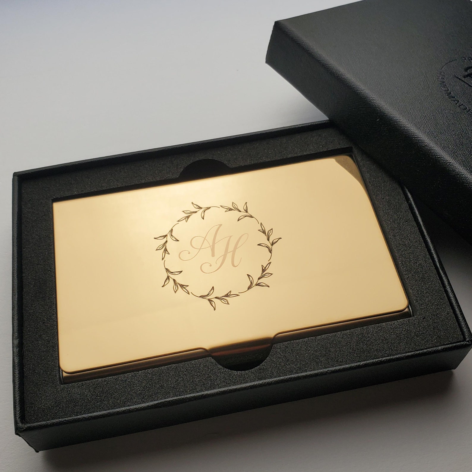 Personalized Gold Metal Card Case Wallet, Custom Business Card Holder ...