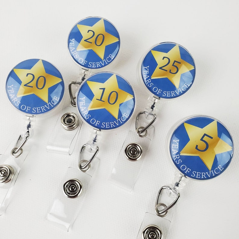 Years of Service Pins, Years of Service Badges, Retractable Badge Reel ...