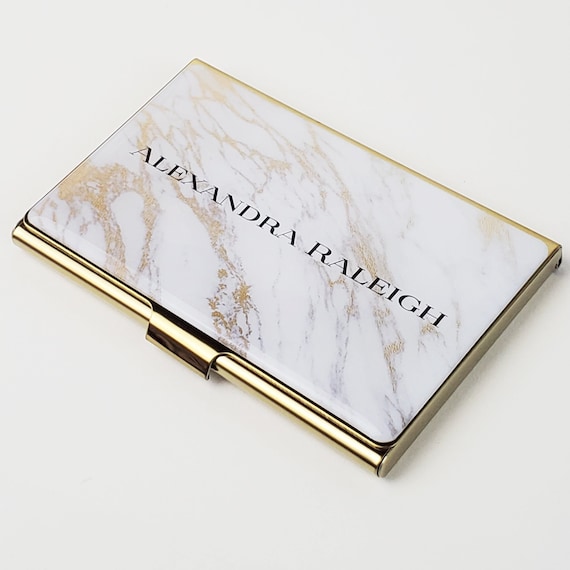 Custom Gold Marble Card Holder for Small Business Owner - Etsy