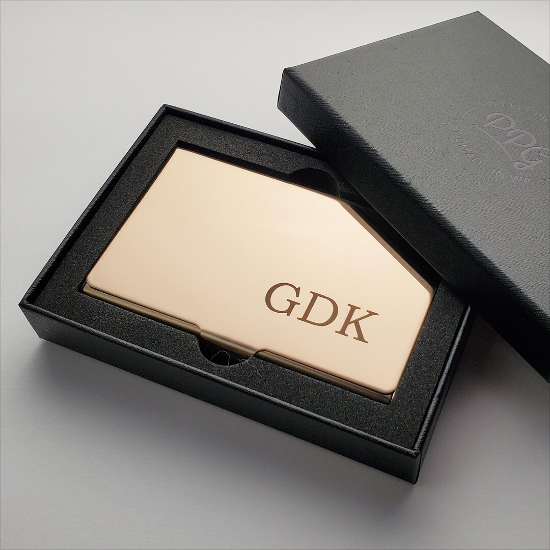Personalized Rose Gold Metal Card Case Wallet, Custom Business Card ...