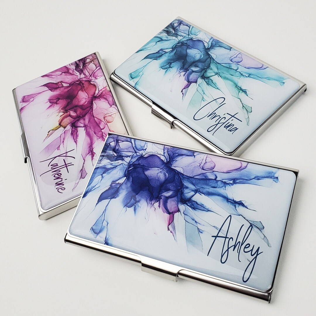 Personalized Business Card Case, Custom Business Card Holder for Her ...