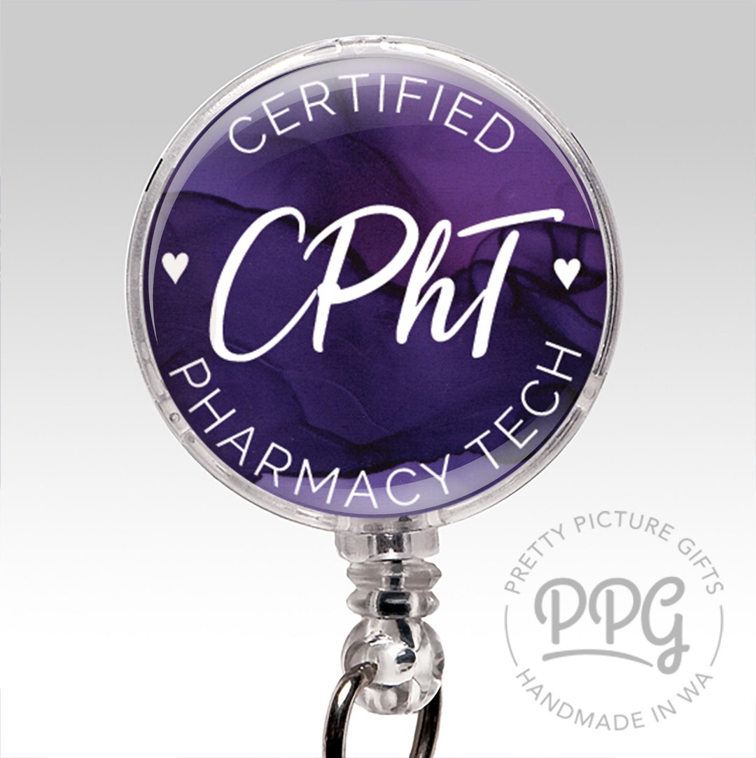 Badge Reel, Certified Pharmacy Technician Retractable Badge Holder ...