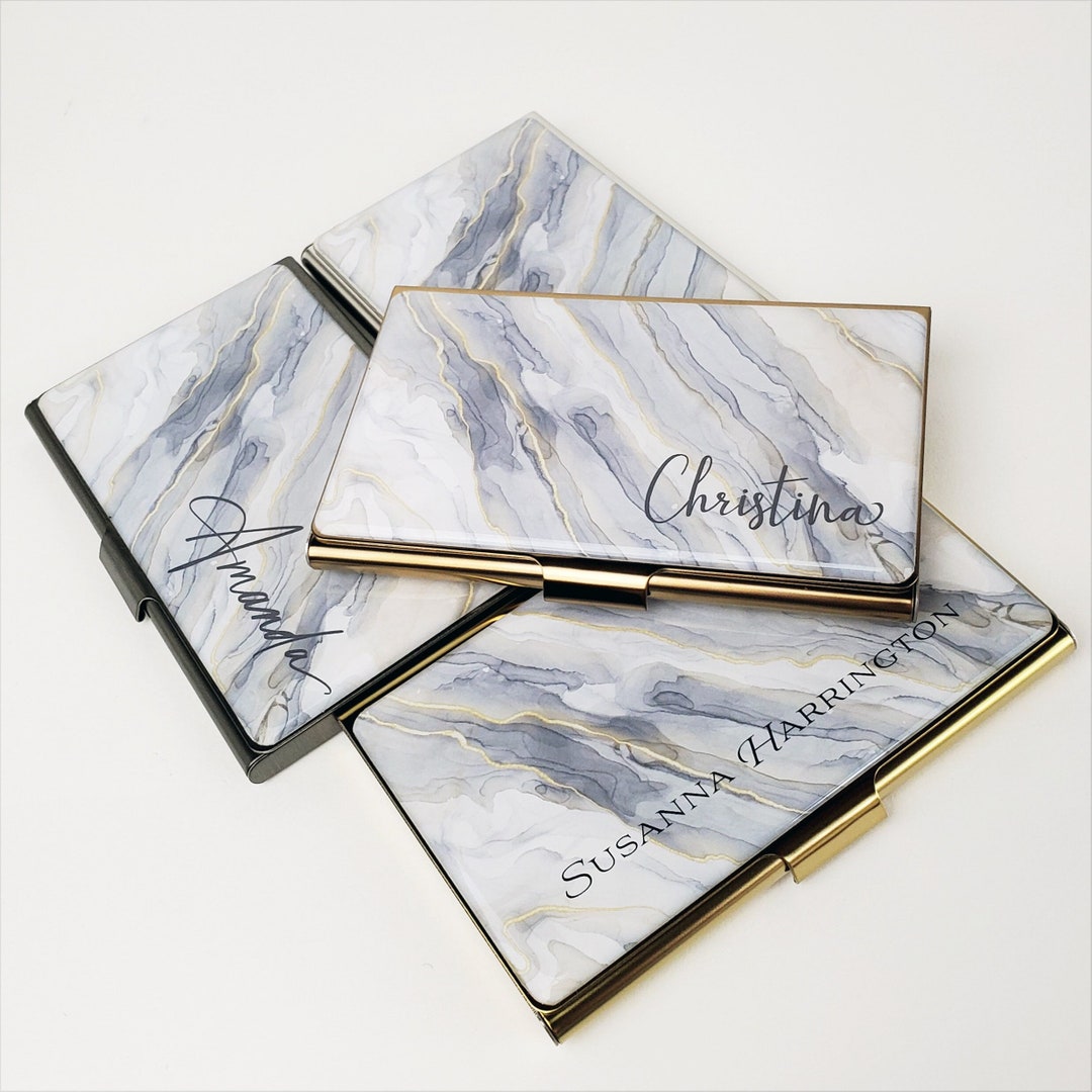 Custom Business Card Holder, Marble Card Case Gift for Her ...