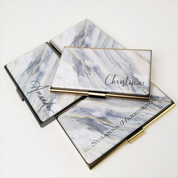 Custom Business Card Holder Marble Card Case Gift for Her - Etsy