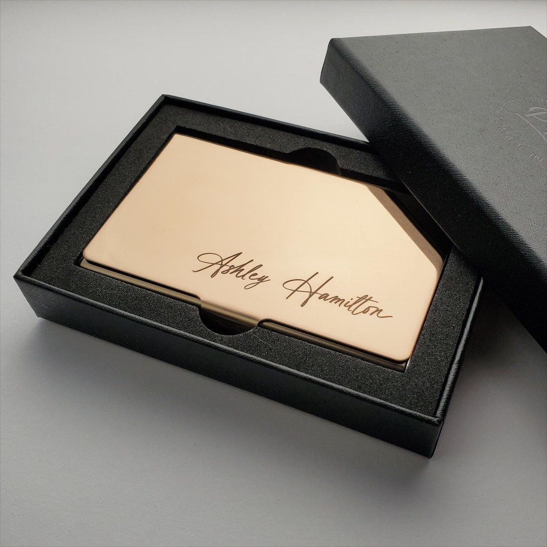 Personalized Rose Gold Card Case, Custom Business Card Holder, Gift for ...