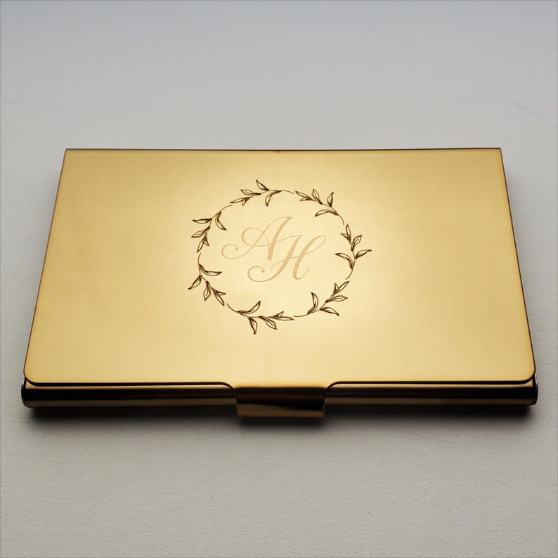 Personalized Gold Metal Card Case Wallet, Custom Business Card Holder ...
