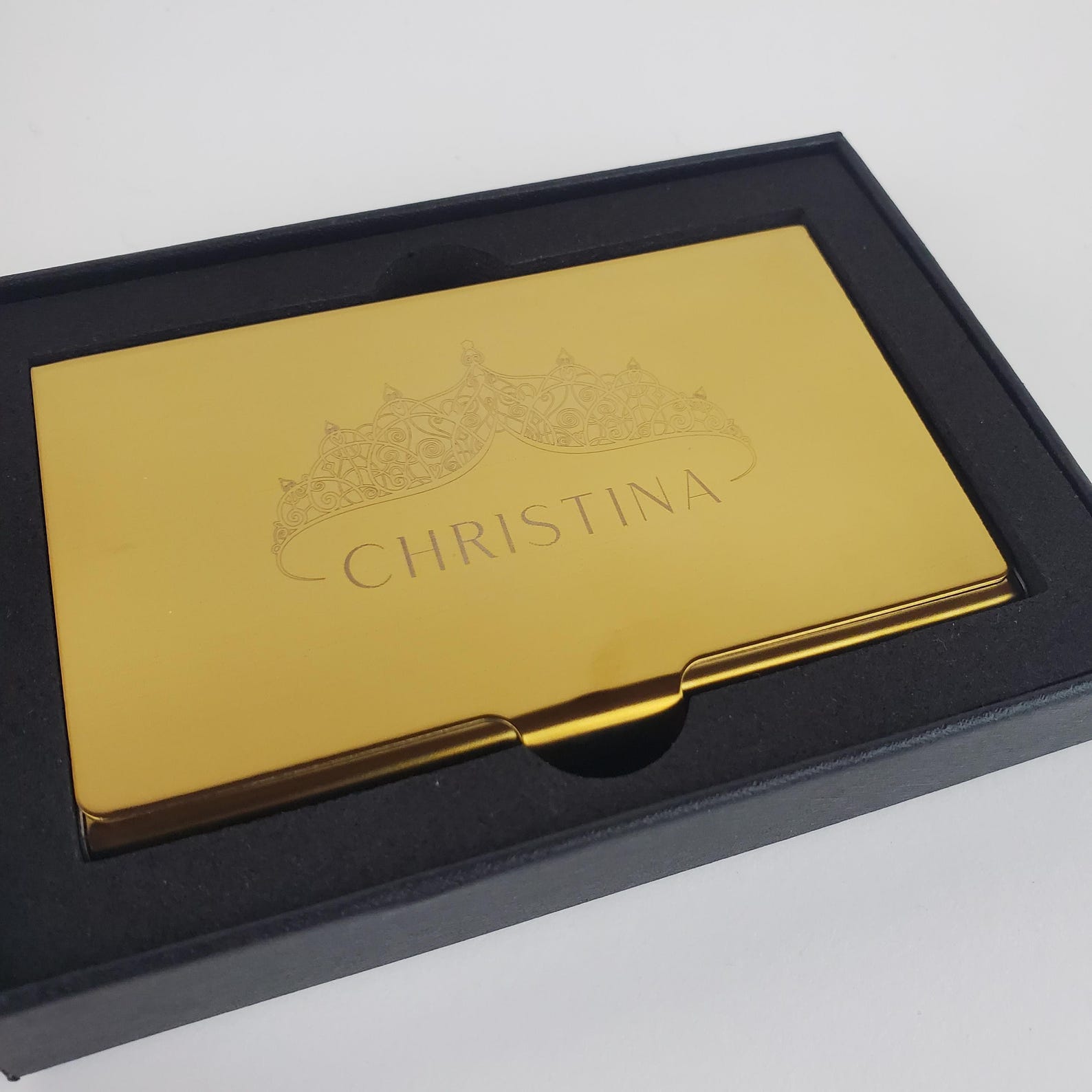 Personalized Gold Metal Card Case Wallet, Custom Business Card Holder ...