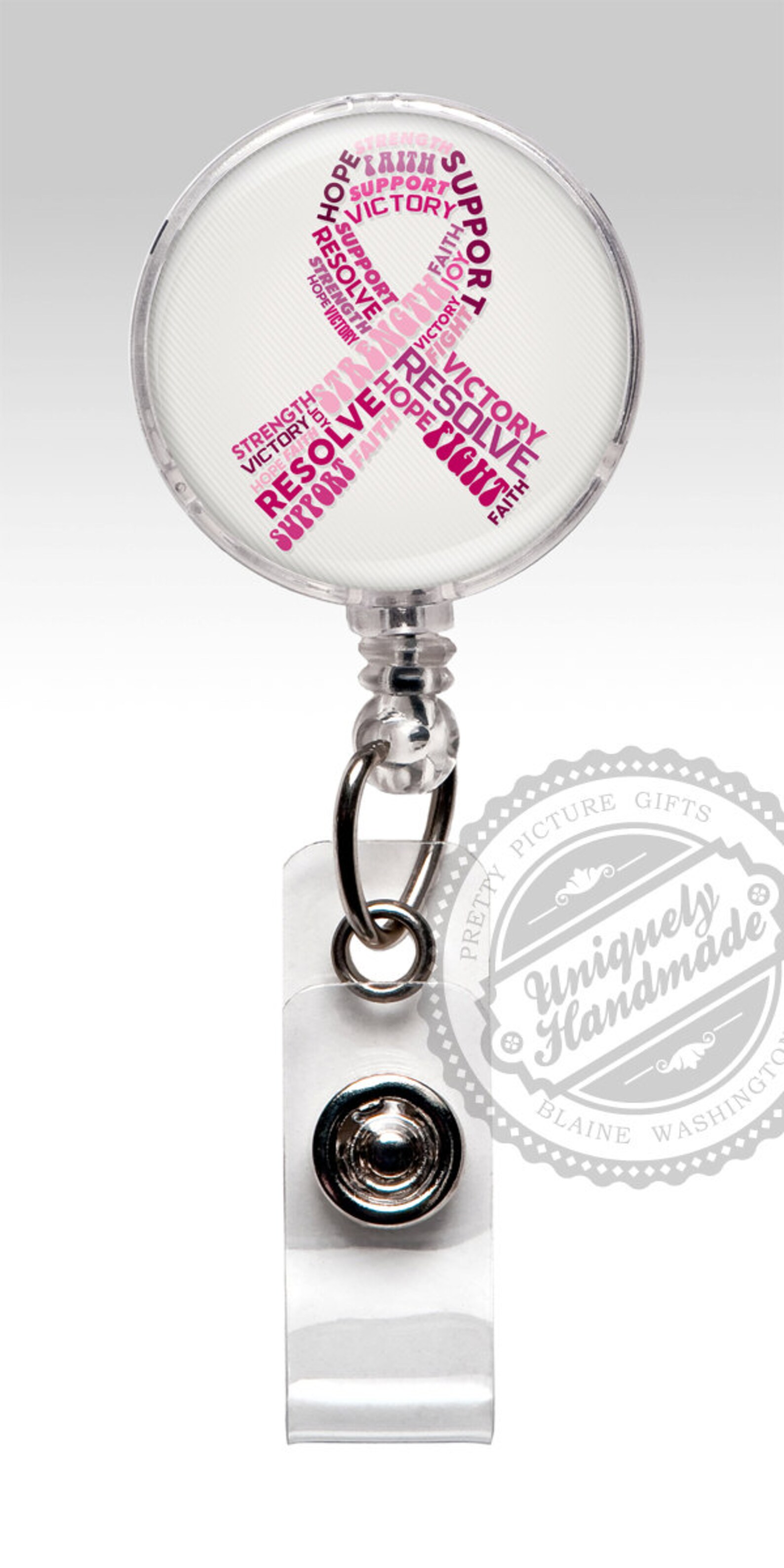 Badge Reel Breast Cancer Ribbon Nurse Badge Holder - Etsy