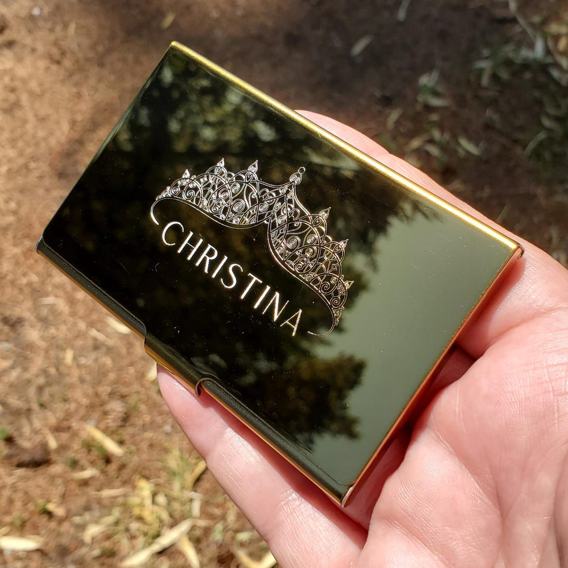 Personalized Gold Metal Card Case Wallet, Custom Business Card Holder ...