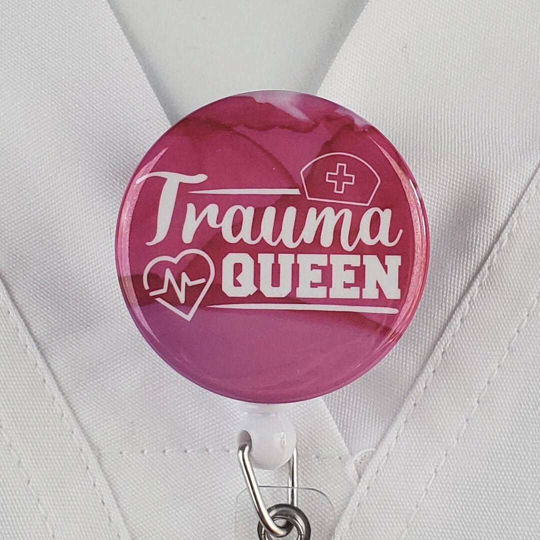 Trauma Queen Badge Reel Nurse Retractable Badge Holder Nurse ID Lanyard ...