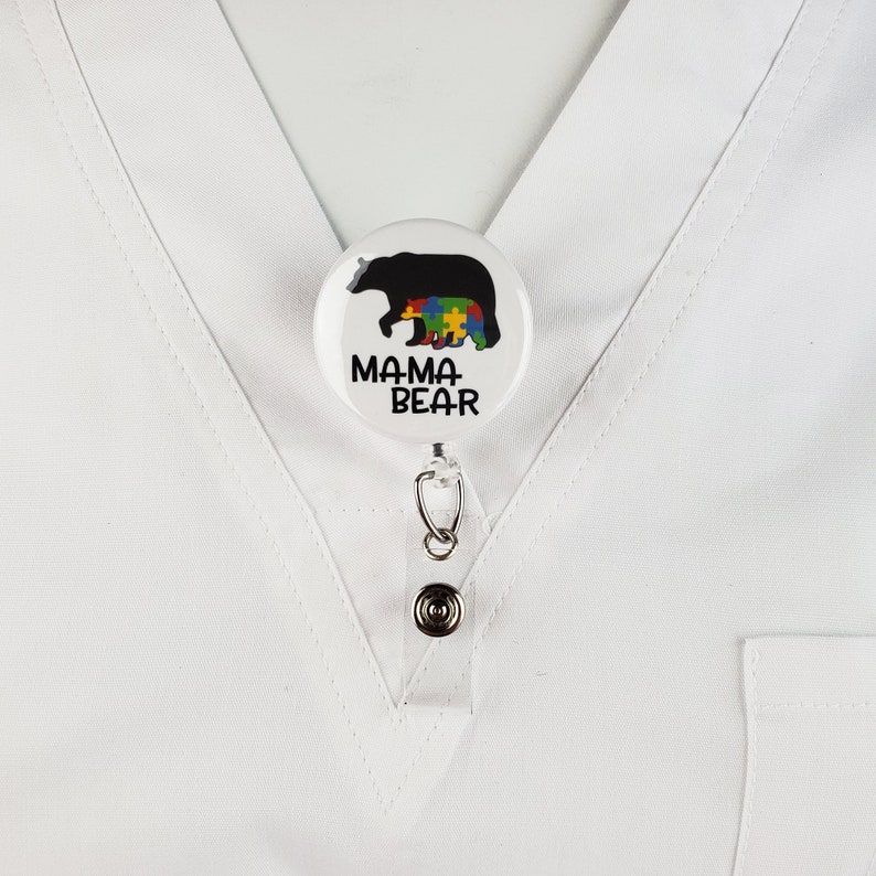 Autism Awareness Badge Reel Mama Bear Badge Holder | Etsy