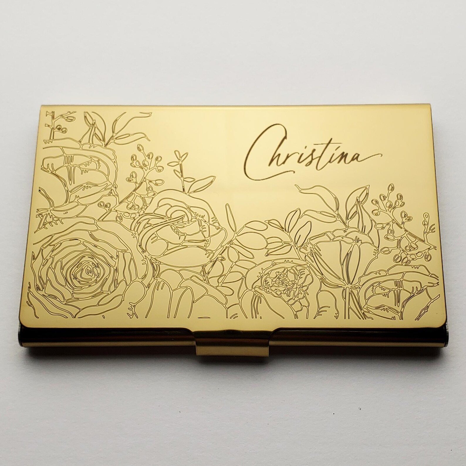 Personalized Gold Metal Card Case Wallet, Custom Business Card Holder ...