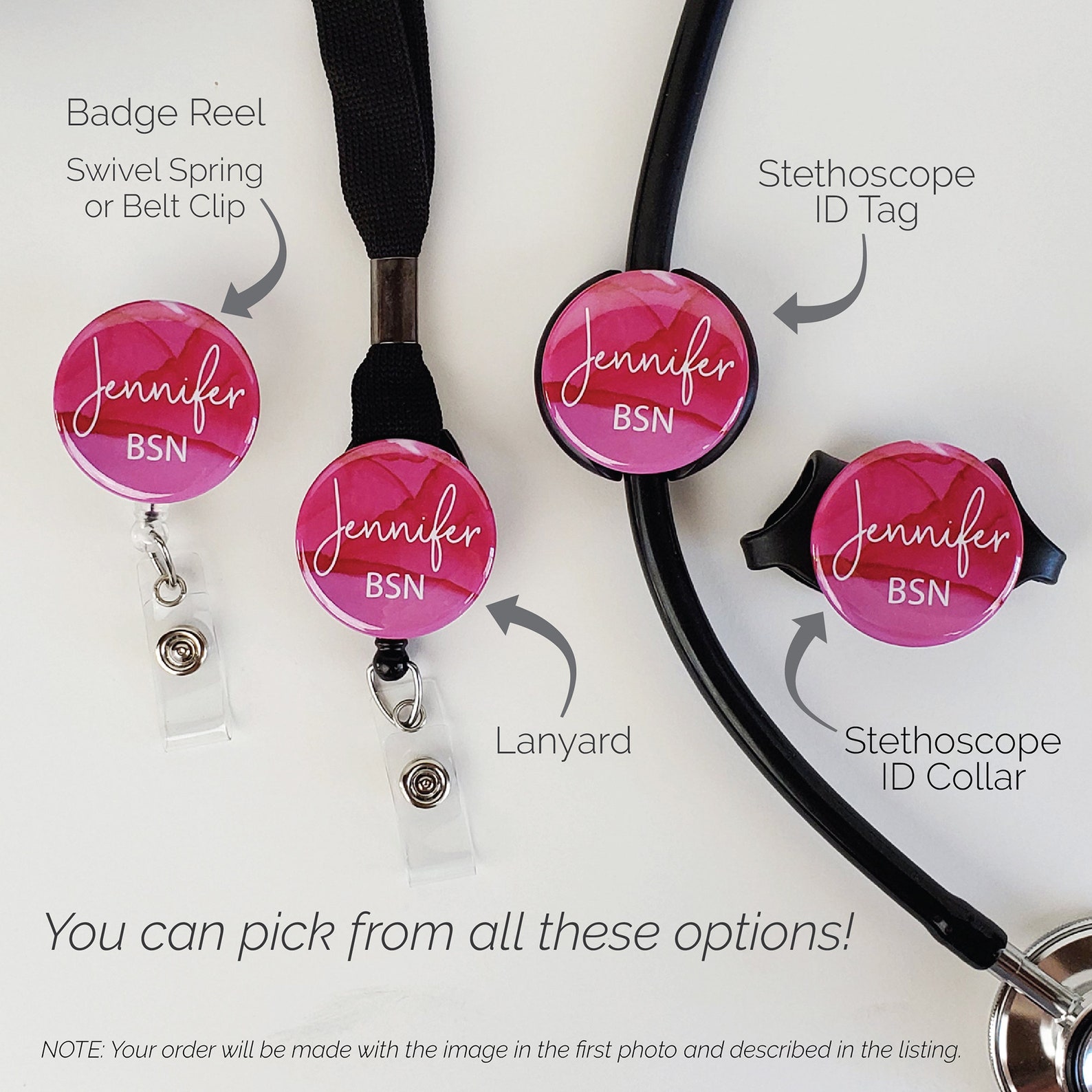 Personalized Badge Reel, Flower Nurse Retractable Badge Holder Custom ...